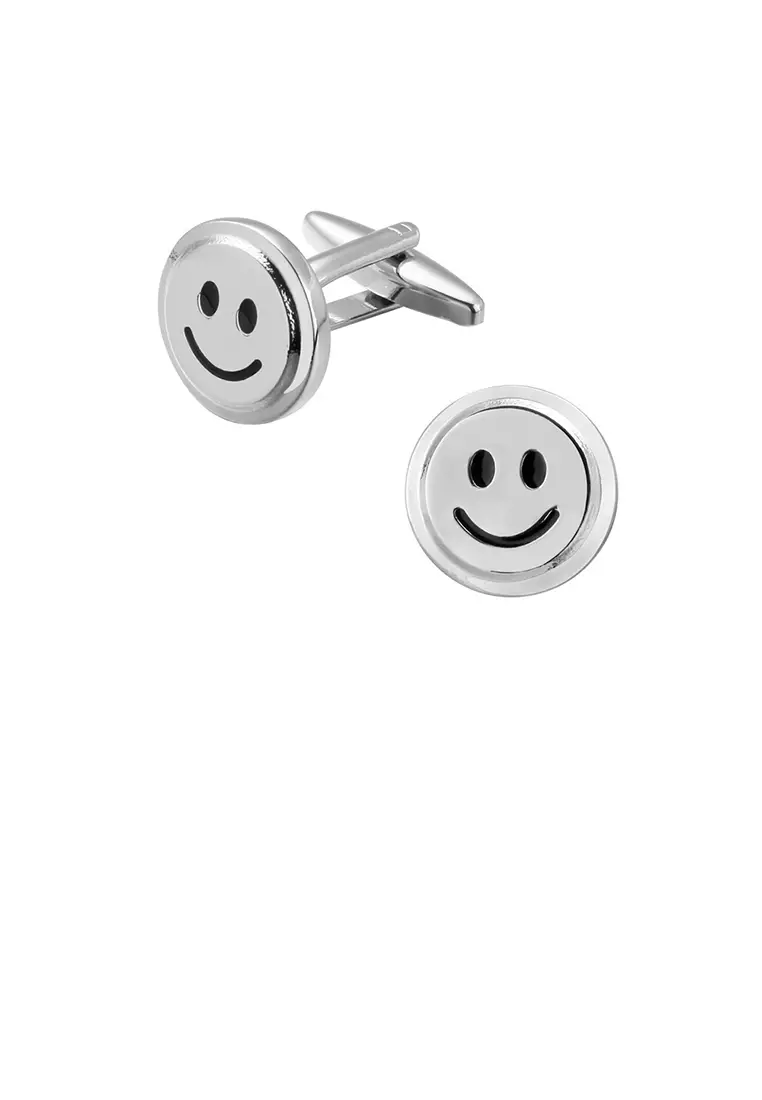 Buy Glamorousky Simple Cute Smiling Face Geometric Round Cufflinks ...