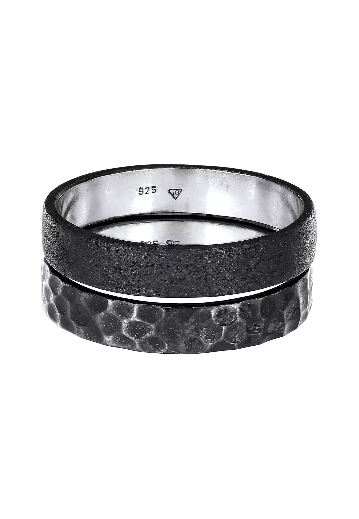 Buy Kuzzoi Ring Men Set Basic Hammered In Oxidized 2026 Online | ZALORA