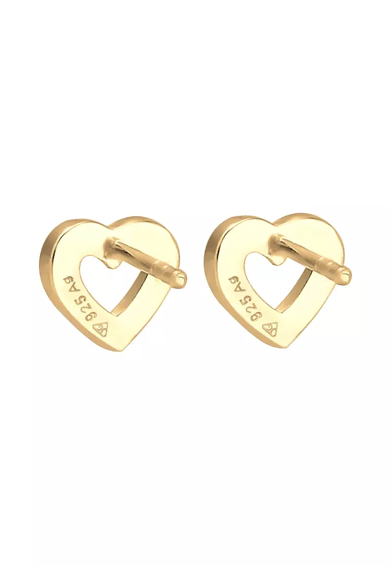 Buy ELLI GERMANY Swarovski® Crystal Heart Stud Earrings – Gold-Plated ...