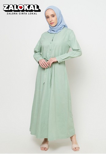 Jual Geela Laiqa Dress Green G4209 Original Mei 2023 Zalora Indonesia