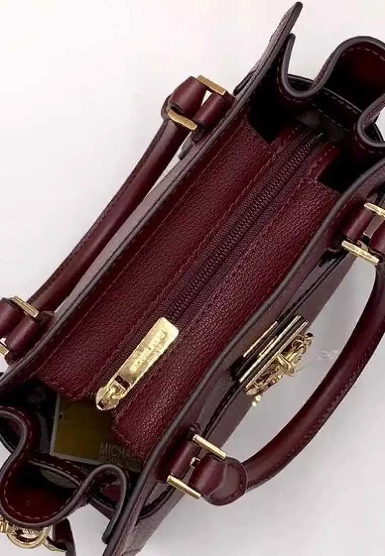Jual MICHAEL KORS Michael Kors Hamilton XS Satchel Crossbody Leather Dark Cherry Original 2024 ...