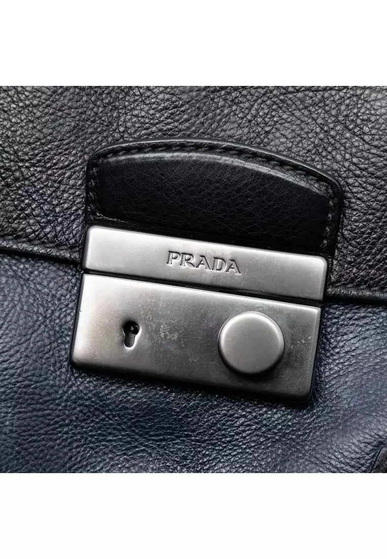 Buy Prada Pre-Loved Prada Bicolor Glace Calf Sound Lock Satchel 2026 ...