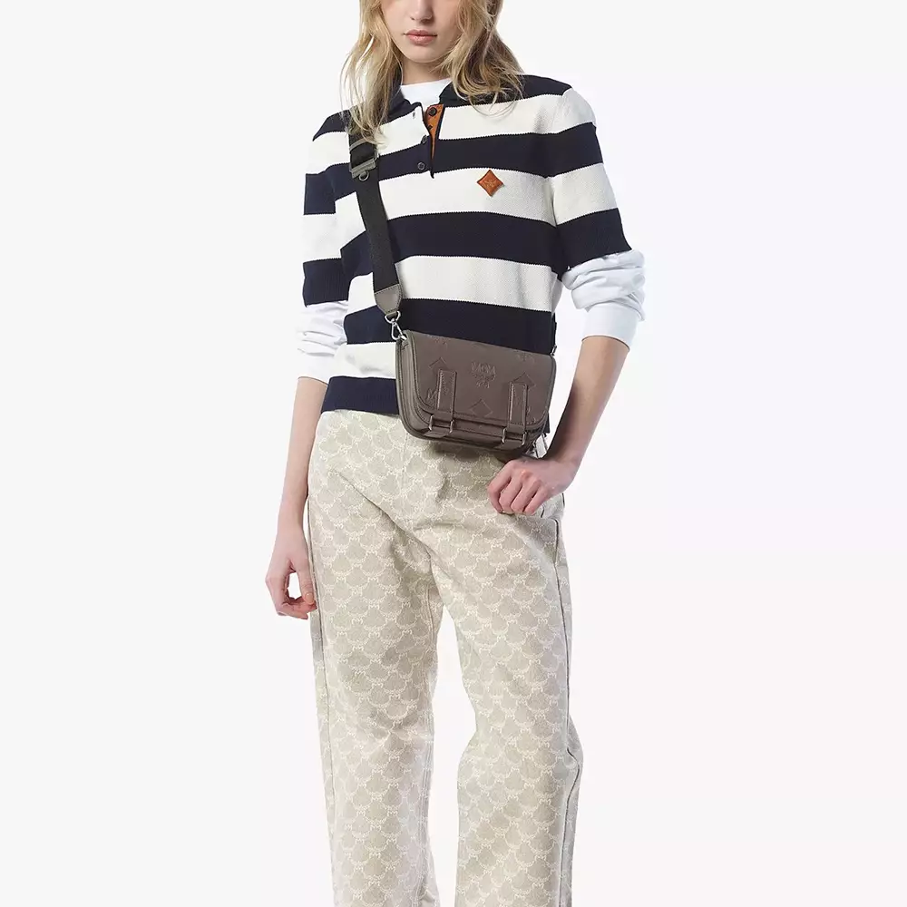 Jual MCM Aren Messenger Bag In Maxi Monogram Leather Morel Grey ...