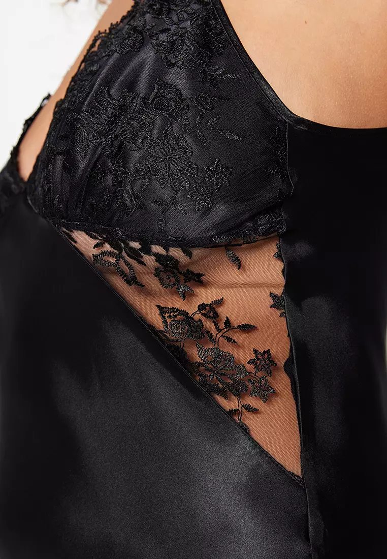 Buy Trendyol Plus Size Satin Lace Nightgown Online Zalora Malaysia