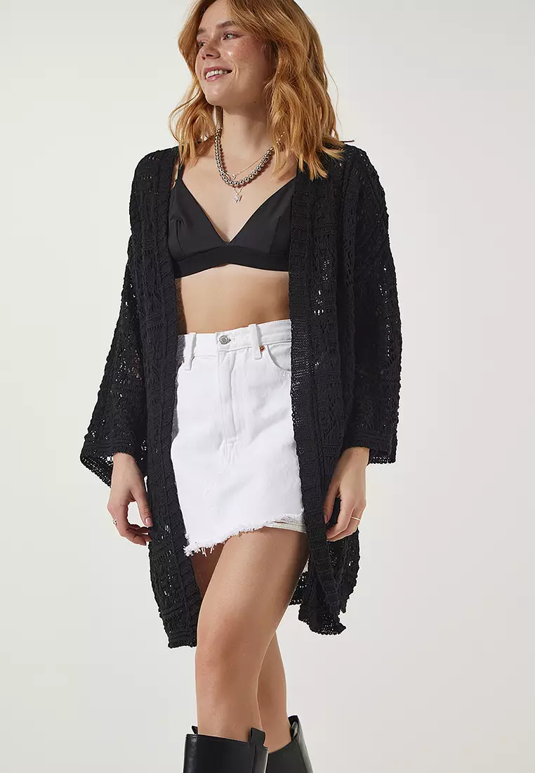 Buy Happiness Istanbul Long Sleeves Openwork Cardigan 2025 Online | ZALORA
