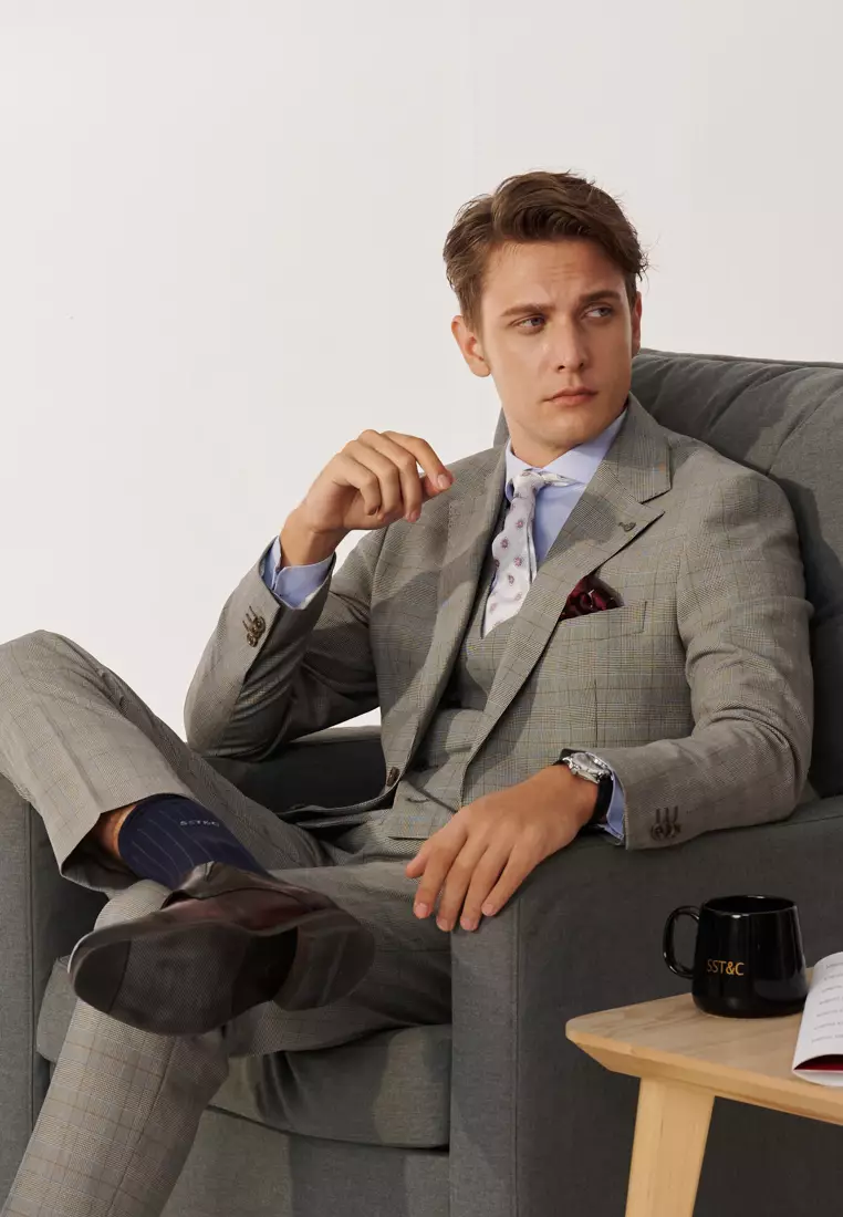 Buy SST&C Grey Wales Check Slim Suit 2025 Online | ZALORA