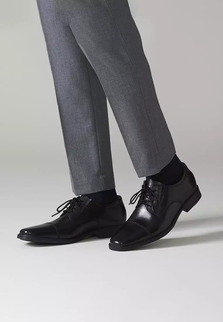 Buy Clarks Mens Tilden Cap Formal Shoes Black Leather - Wide Fit 2026 ...