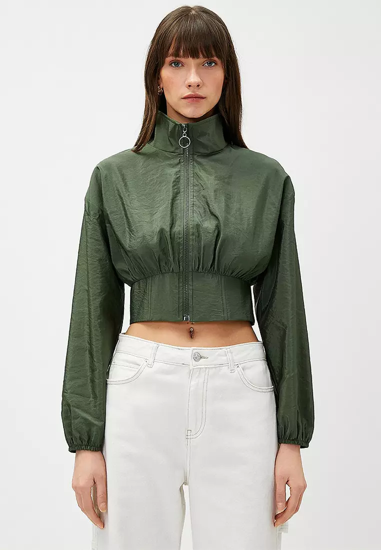 Buy KOTON Crop Parachute Jacket Zippered Stand Collar 2025 Online | ZALORA