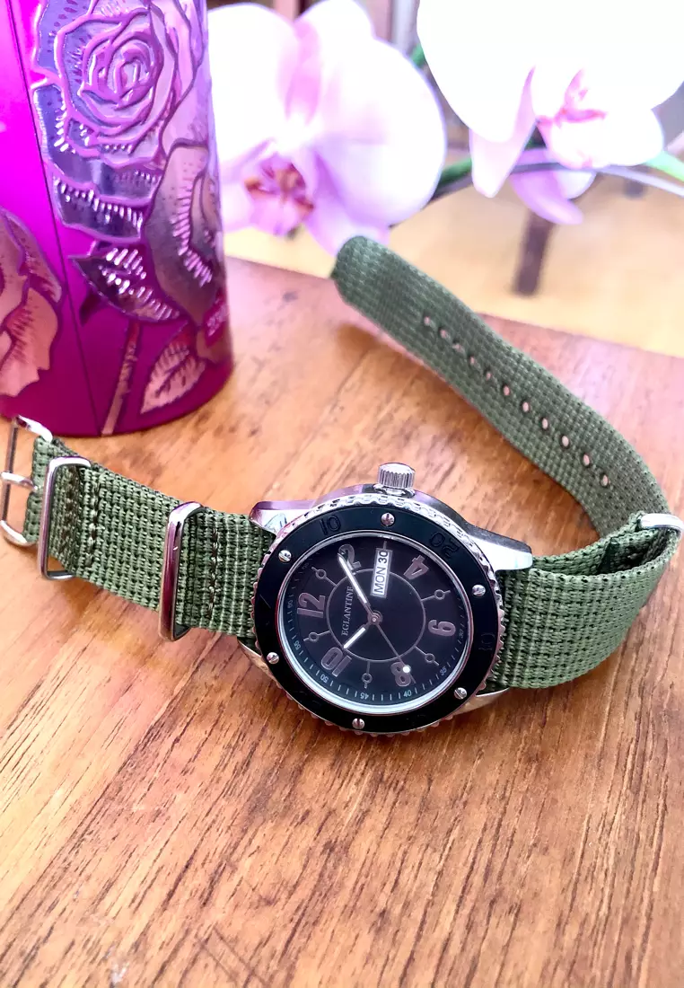 Buy EGLANTINE Vanessa Ladies Steel Quartz Watch Black Dial on Olive ...