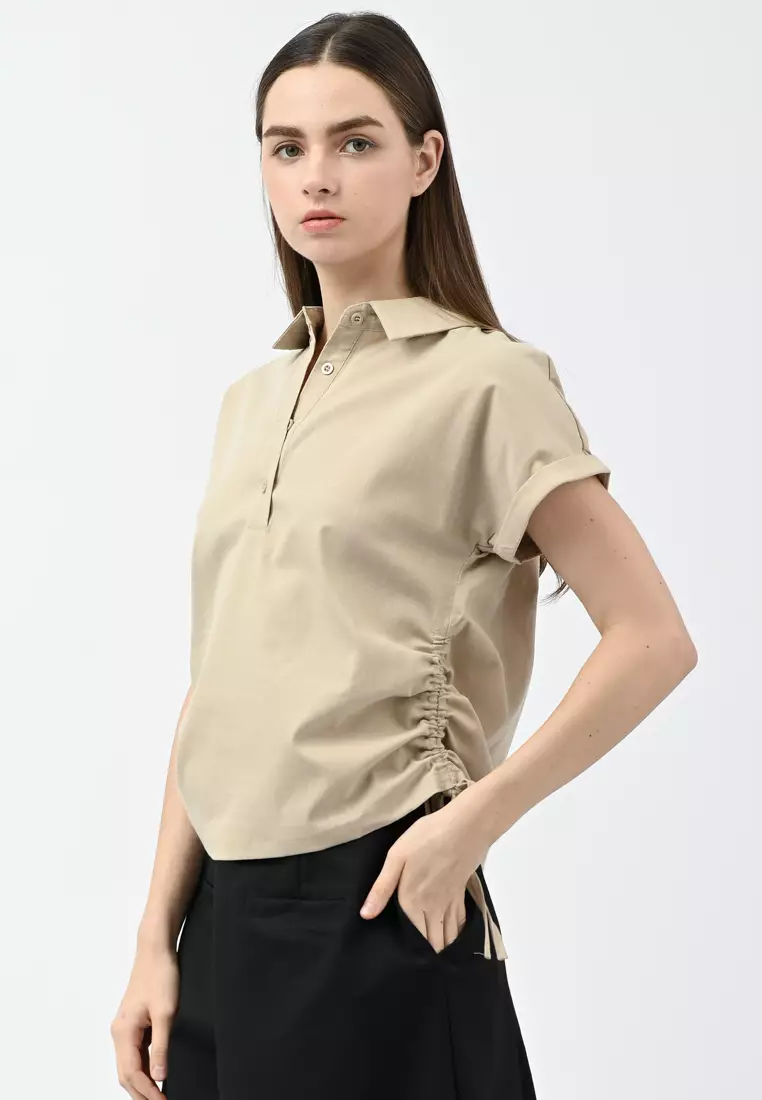 Buy Plain B. Collar Shirt with Side-Tie Online | ZALORA Malaysia