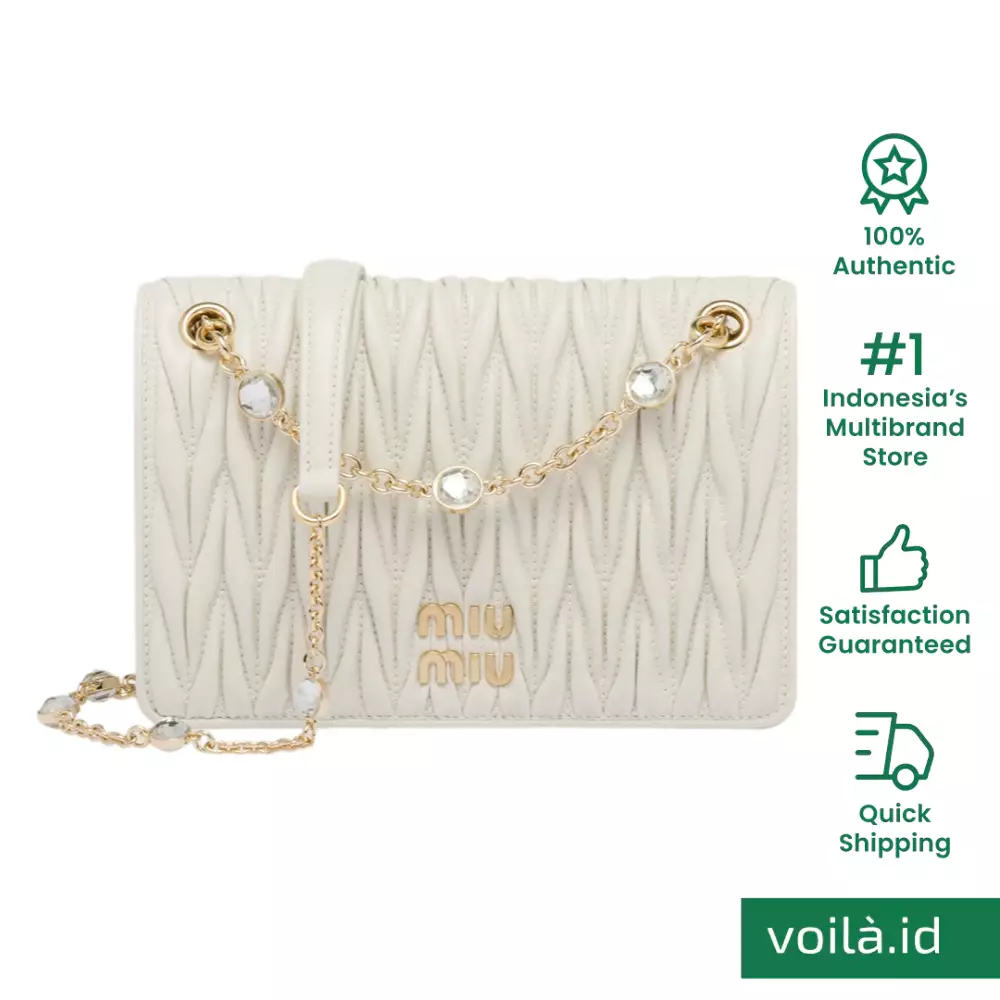 Jual Miu Miu Miu Miu Matelassé Nappa Leather Mini Flap Bag White Ghw ...