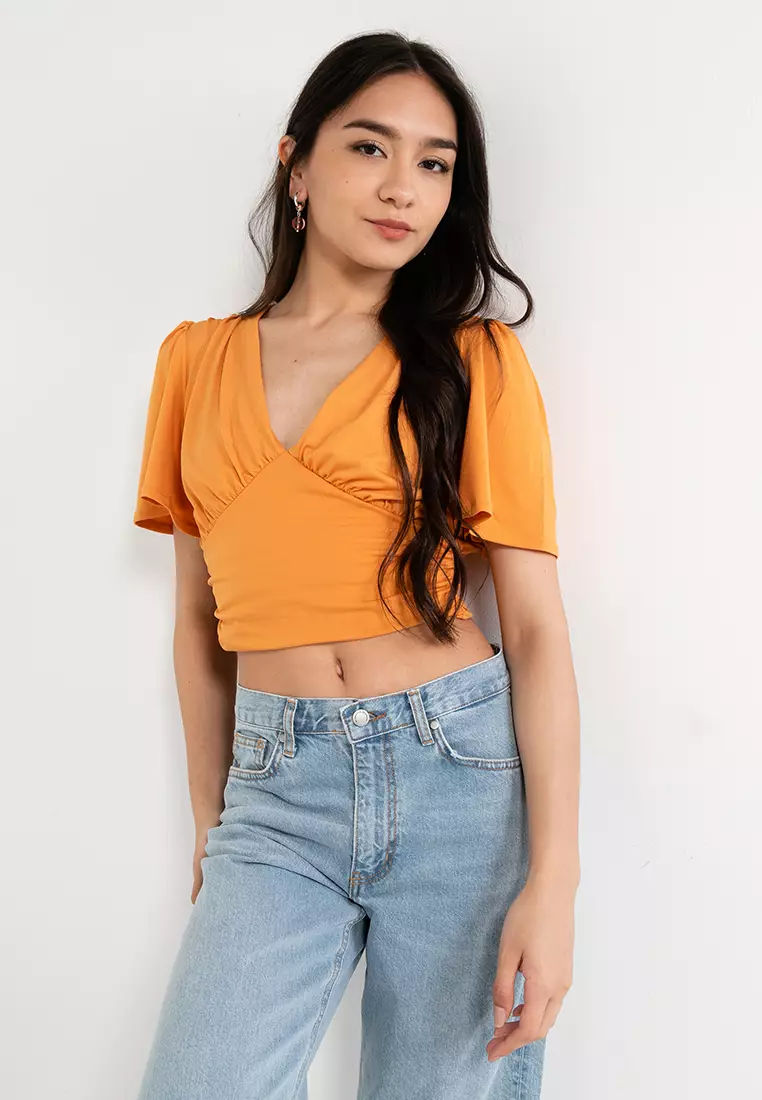 Buy Handm Gathered Cropped Top Online Zalora Malaysia