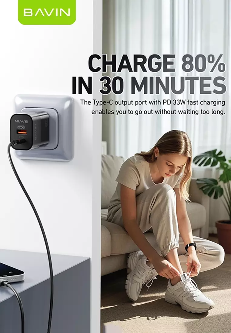 Buy BAVIN BAVIN PC963 33W PD Fast Charging AC Adapter with Dual Port ...