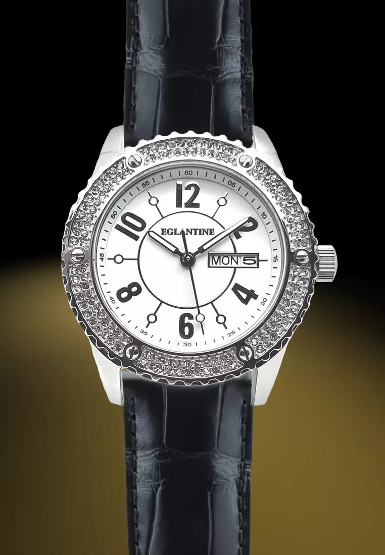 Buy EGLANTINE Vanessa Ladies Steel Quartz Watch Paved with Crystals ...