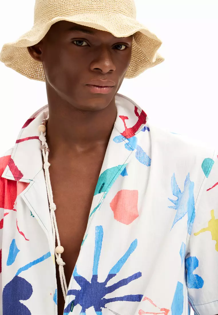 Buy Desigual Desigual Man Seersucker watercolour resort shirt. 2025 ...