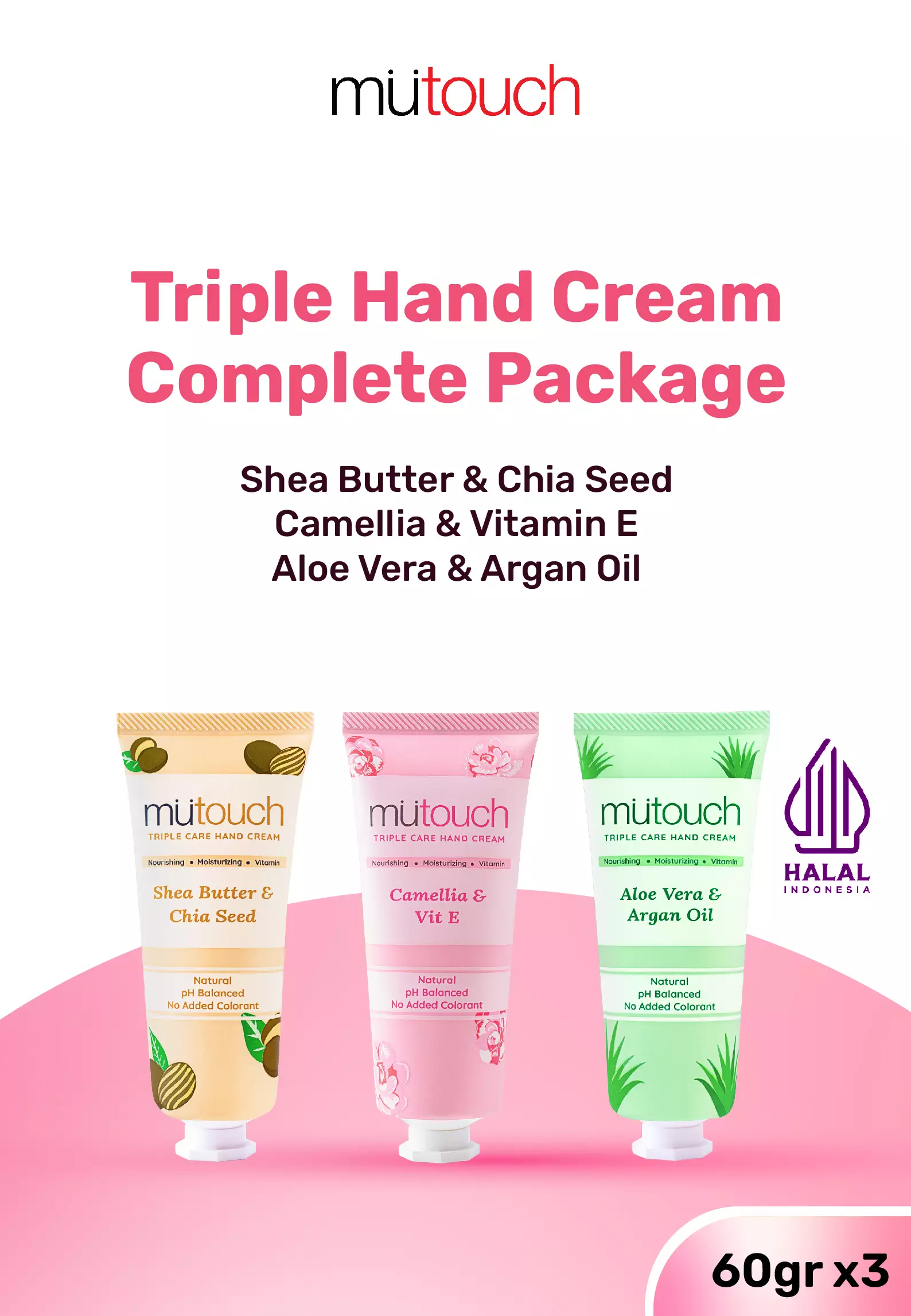 Jual MUTOUCH PAKET COMPLETE - MuTouch Triple Care Hand Cream 60gr x 3 ...