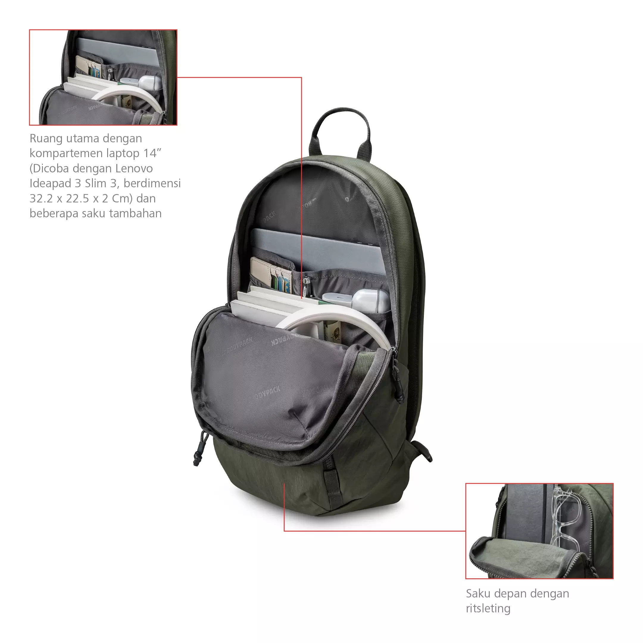 Jual Bodypack Tendent Laptop Backpack 15 Inch Tas Ransel Kerja Kuliah ...
