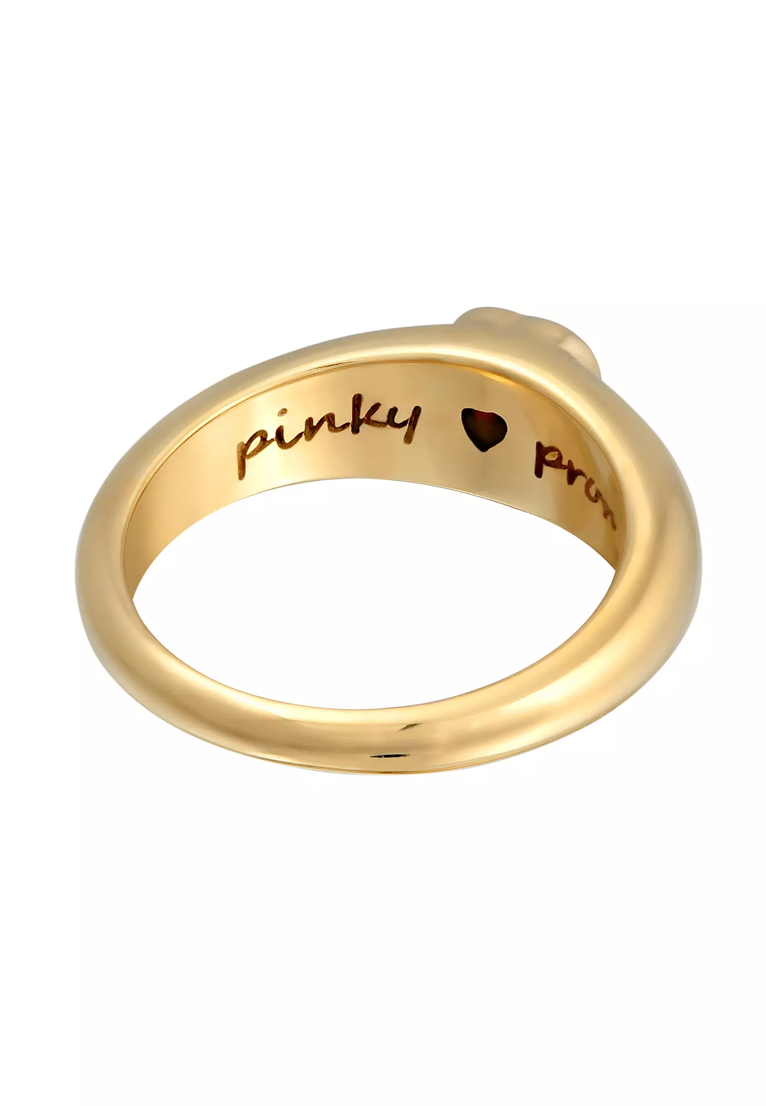 Buy ELLI GERMANY Ruby Red Zirconia Heart Signet Ring – Gold-Plated ...