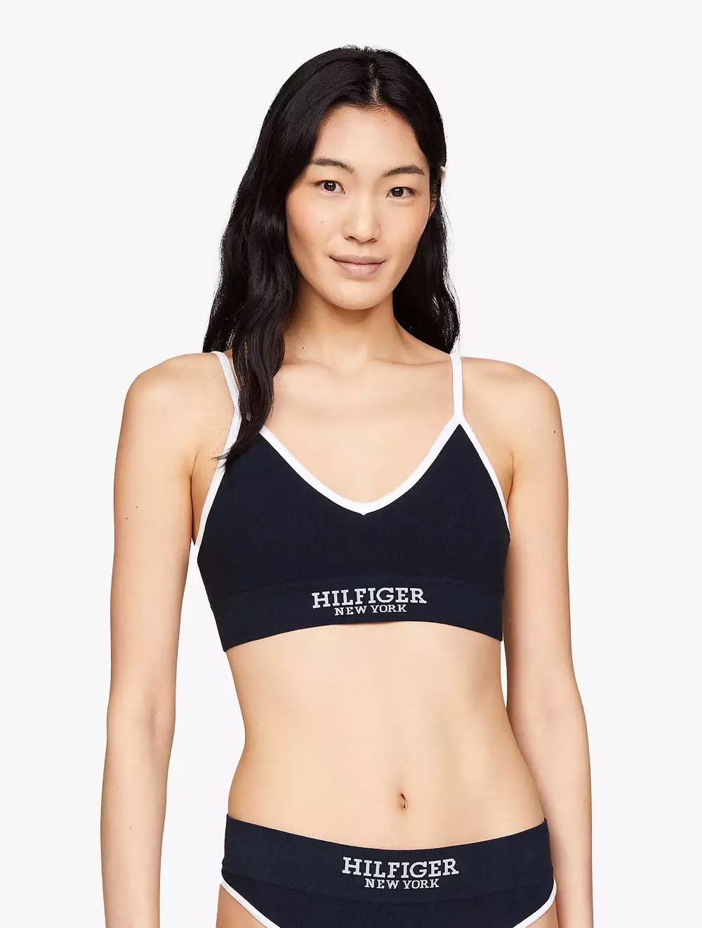 Jual Tommy Hilfiger TOMMY HILFIGER - Hilfiger Monotype Contrast Piping Triangle Bra - Navy ...