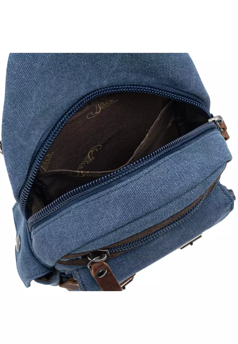 Jack Studio Jack Studio Canvas Leather Casual Backpack Crossbody Chest ...