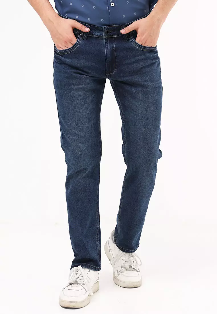 Buy Bossini Men Denim Long Pants Slim Tapered 2025 Online | ZALORA ...