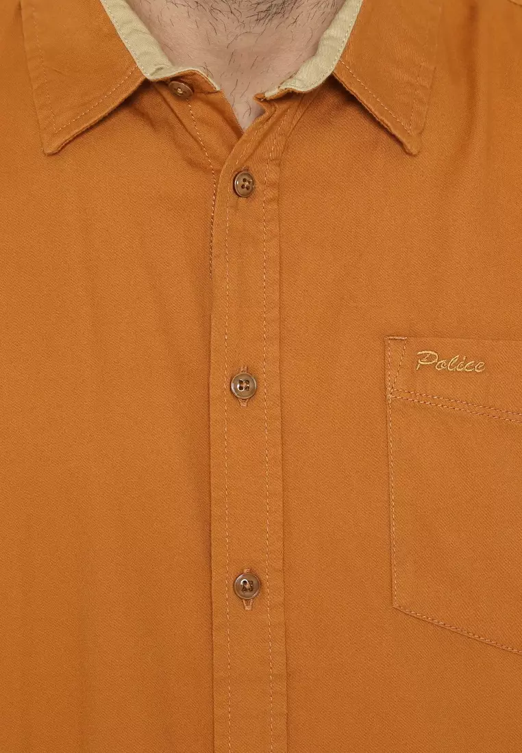 Jual Police Denim POLICE Kemeja Polos Cotton Twill Dark Yellow Regular ...