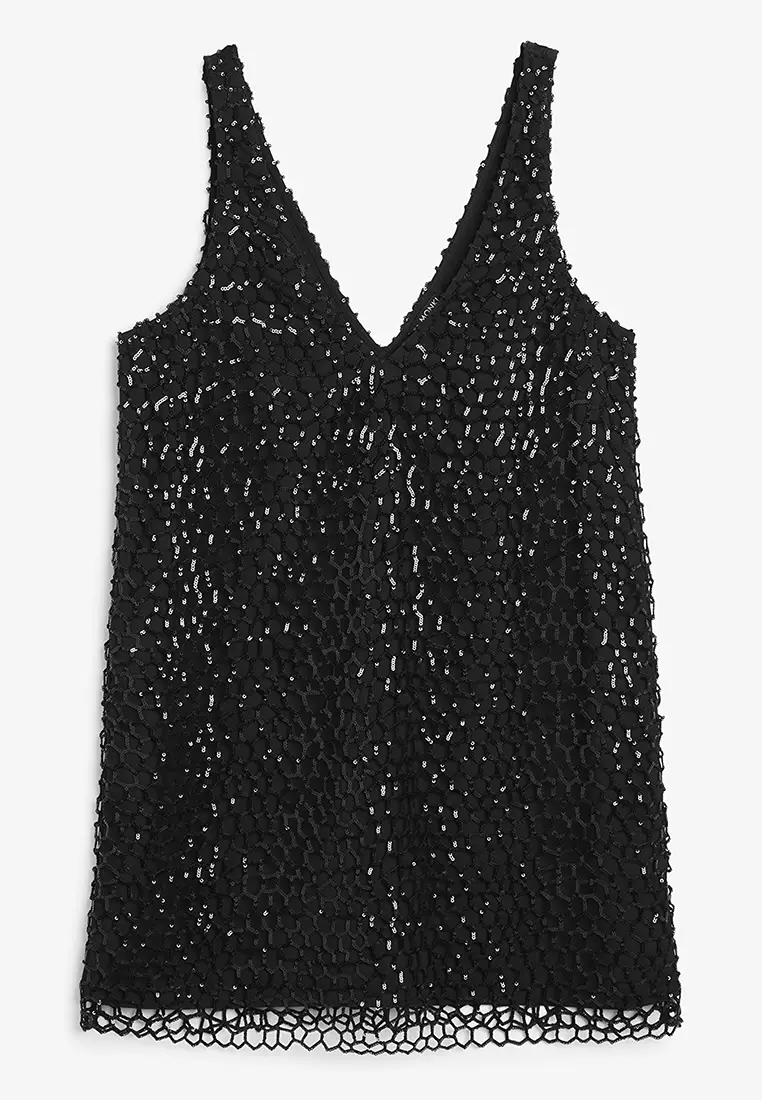 Buy Monki Sequin Knitted Pinafore Mini Dress Online | ZALORA Malaysia