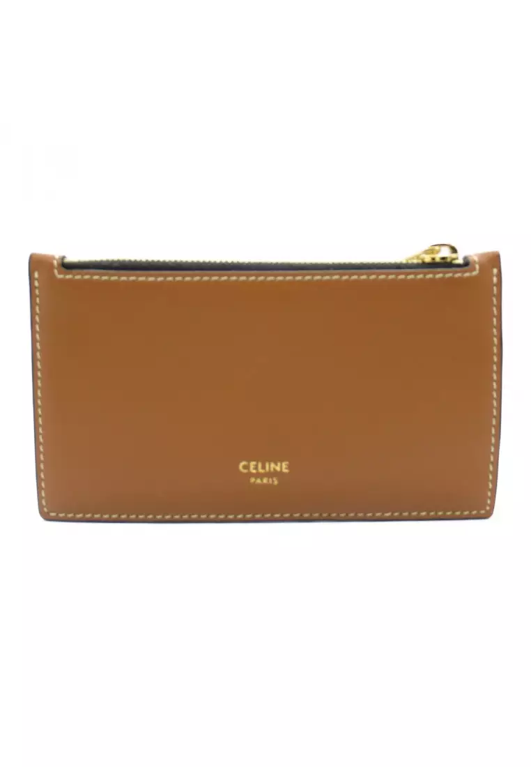 Celine Pre-Loved Celine Triomphe coin card holder coin purse PVC Coated ...