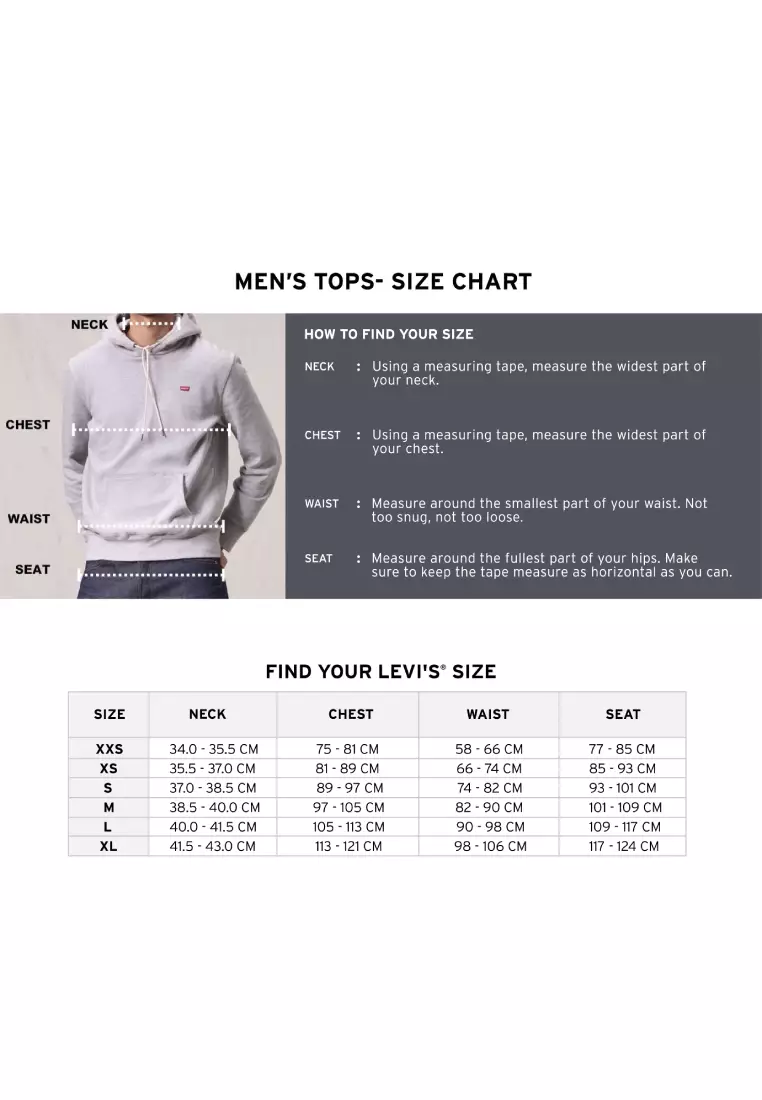 Levis mens t shirt size guide store