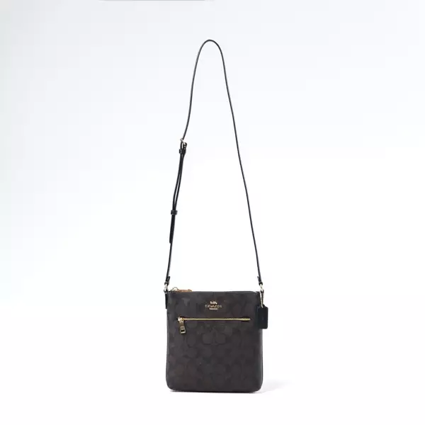 Jual Coach Tas COACH GHW MONOGRAM DARK BROWN BLACK ZIP SLING BAG 100% ...