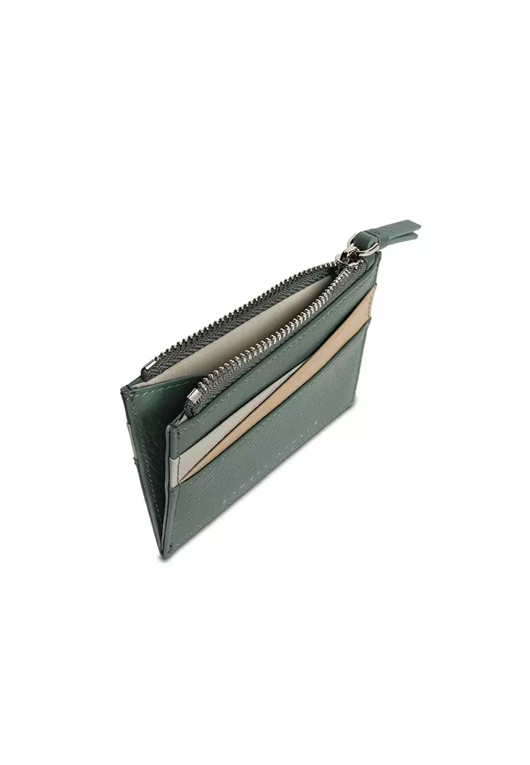 Buy Samuel Ashley Amber Top Zip Leather Card Holder - Jungle Green 2025 ...