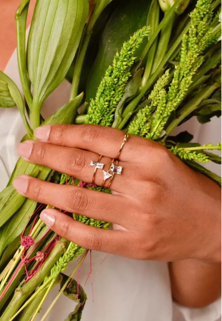 Buy Foundry Triangle Cut Stacker Ring 14k Gold 2025 Online | ZALORA Philippines