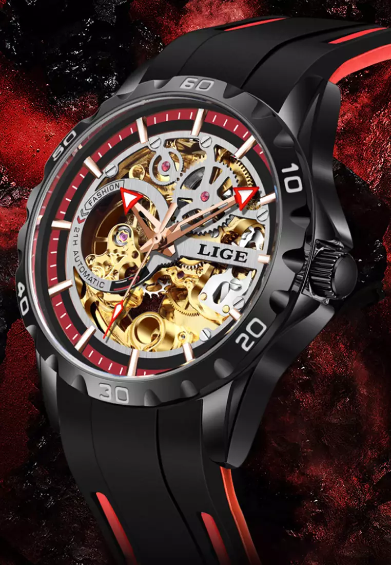 Buy LIGE Automatic Unisex Diver's IP Black Stainless Steel Self-winding ...