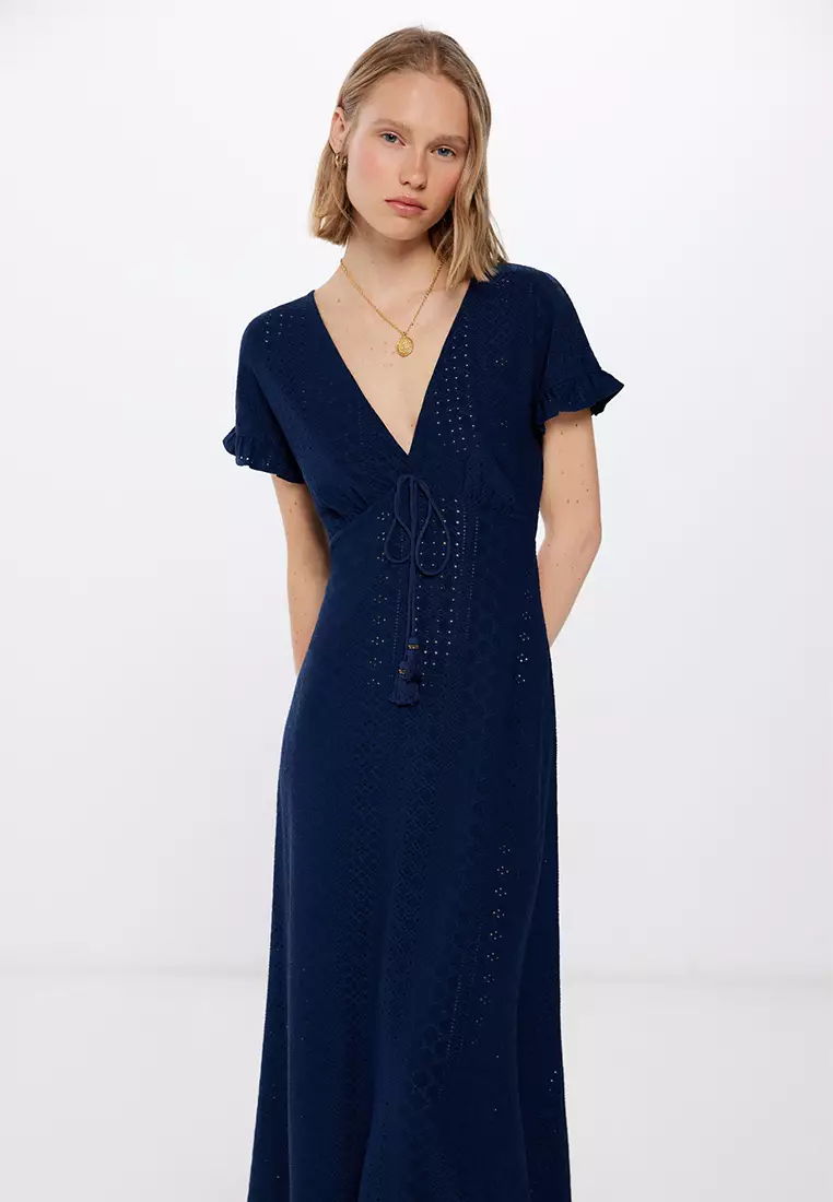 Buy Springfield Tassel Lace Neckline Midi Dress 2025 Online | ZALORA ...