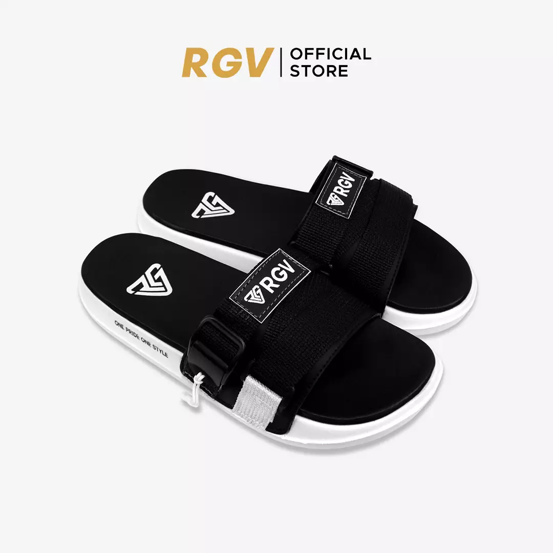 Jual RGV Sandal Slide Pria Wanita Sliders B&W Black - Sendal Selop Slip ...