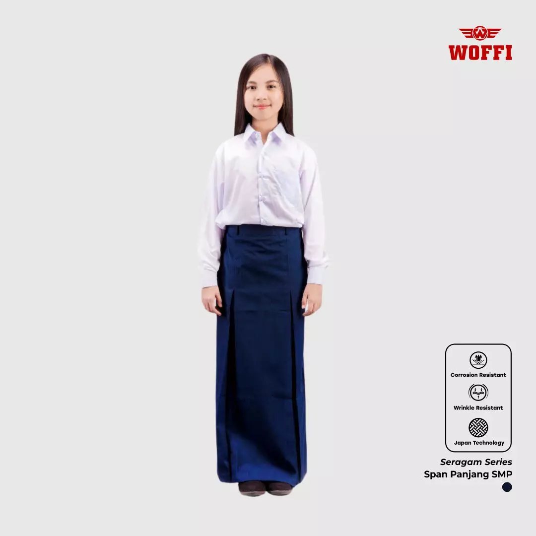 Jual Woffi Seragam SMP Rok Span Panjang Karet Biru Original 2024 ...