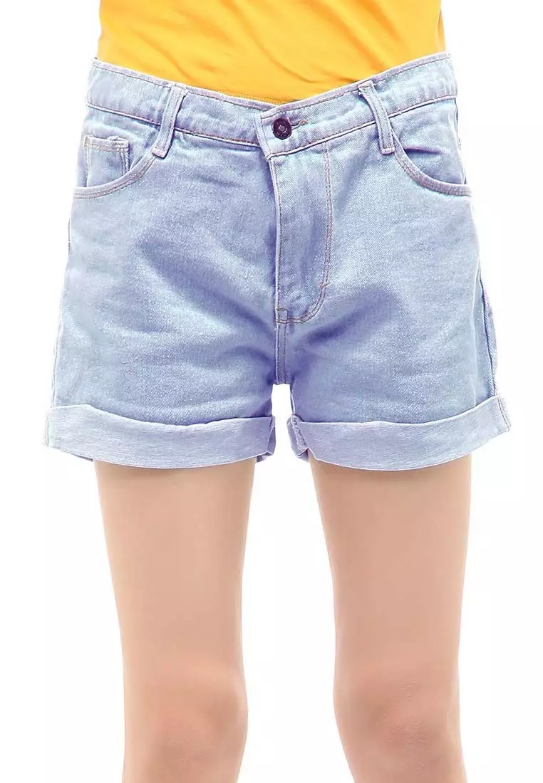 Jual Evernoon Radmila Hot Pants Wanita Aksen Lipat Regular Fit - Biru Muda Original 2025 ...