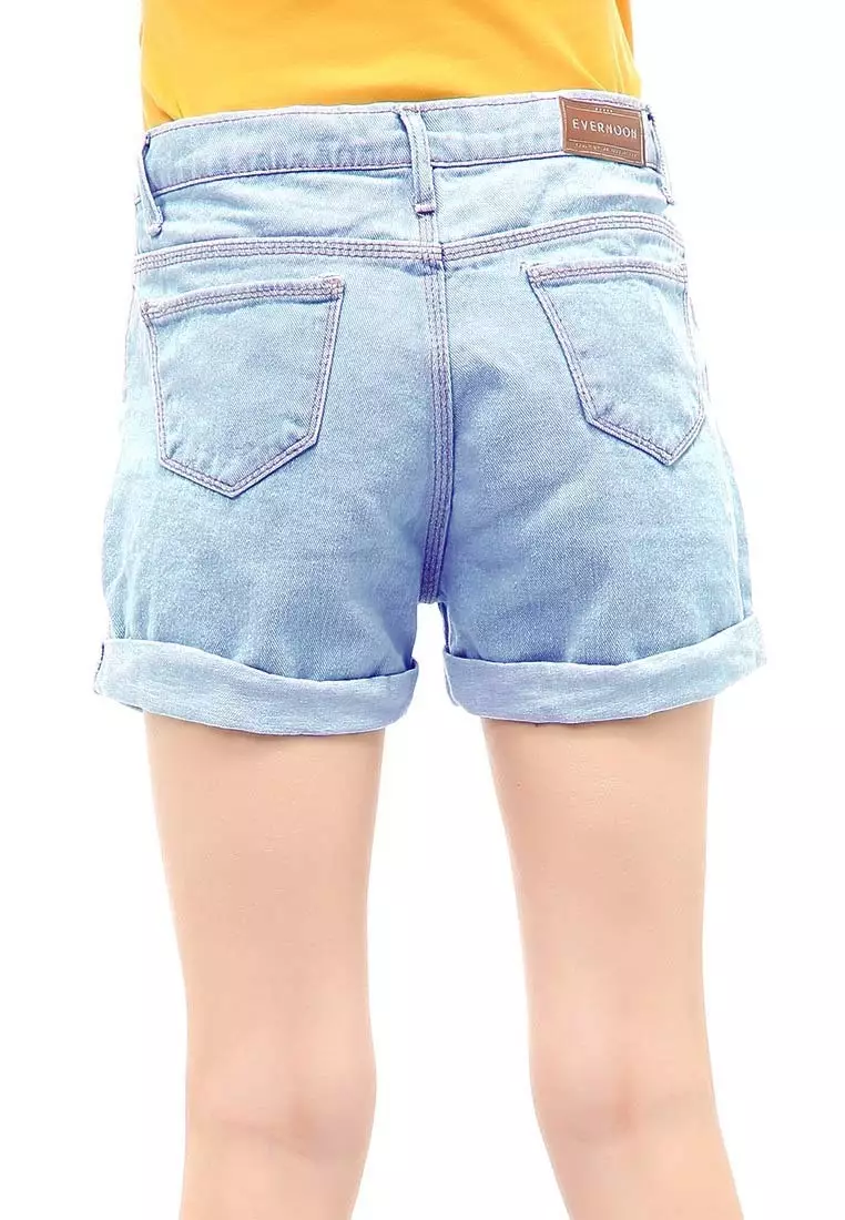 Jual Evernoon Radmila Hot Pants Wanita Aksen Lipat Regular Fit - Biru Muda Original 2025 ...