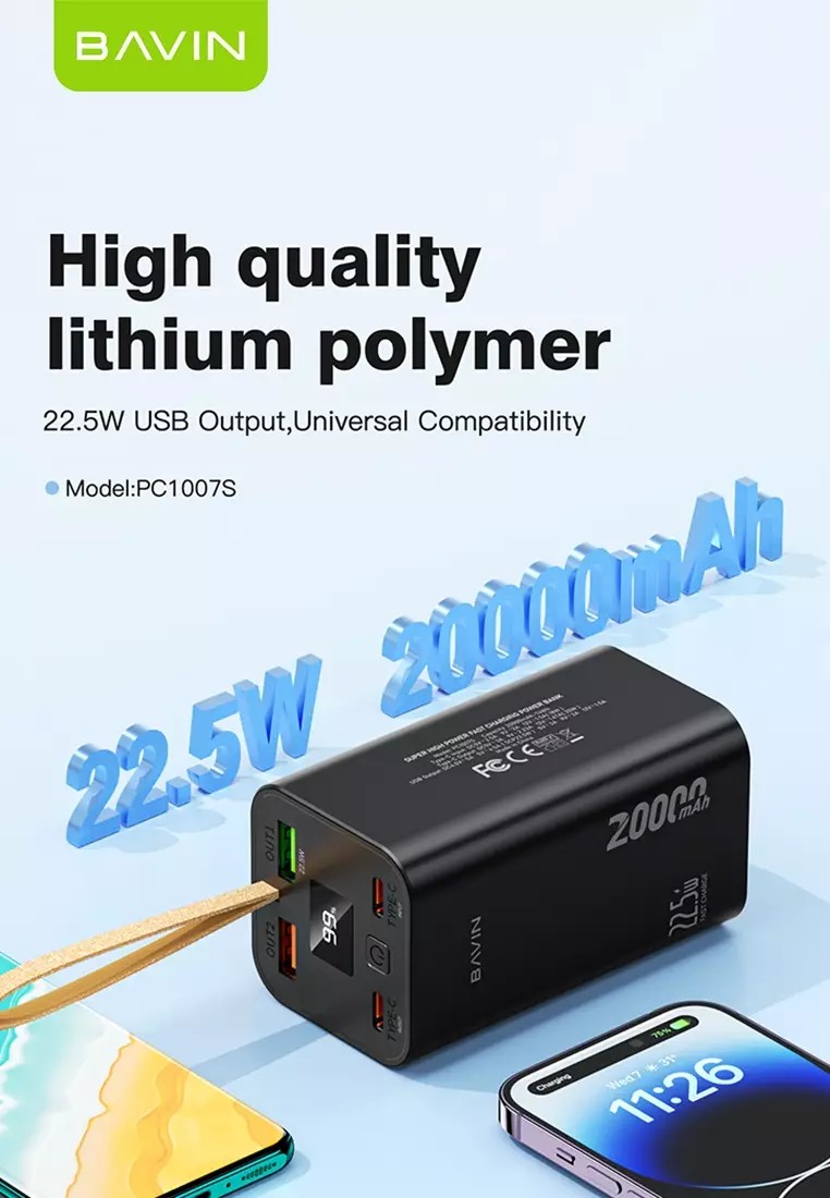 Buy BAVIN Bavin PC1007S 20000mAh 22.5W Powerbank Super Fast Charging ...