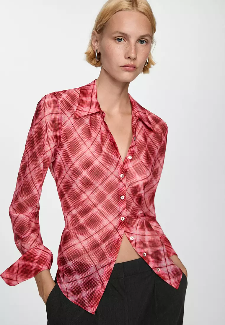 Buy Mango Check-Print Shirt Online | ZALORA Malaysia