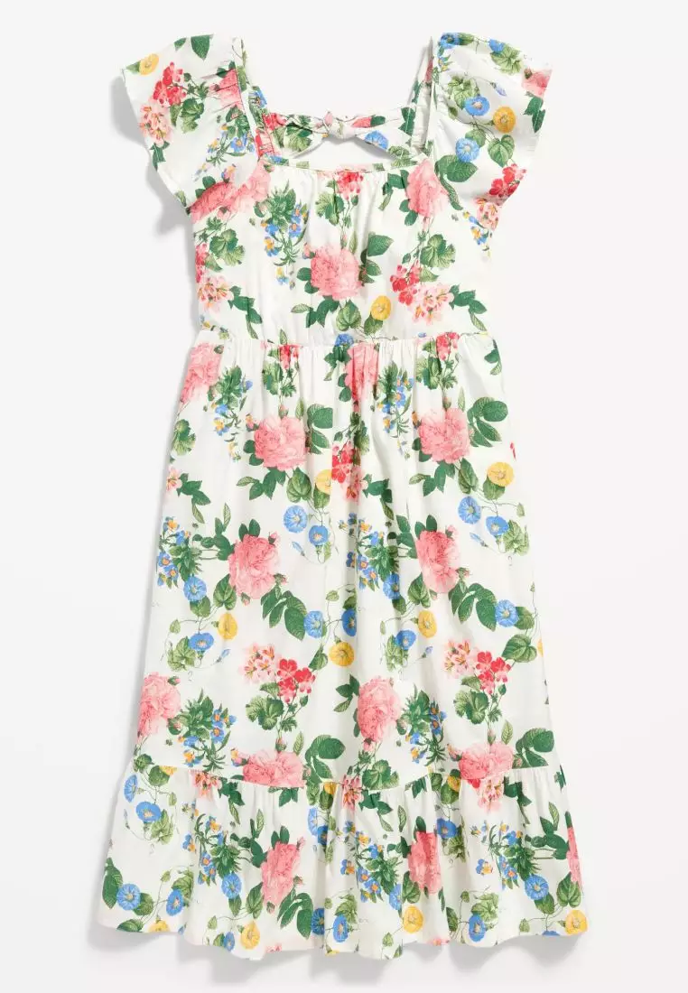 Buy Old Navy Matching Flutter-Sleeve Fit And Flare Midi Dress For Girls ...