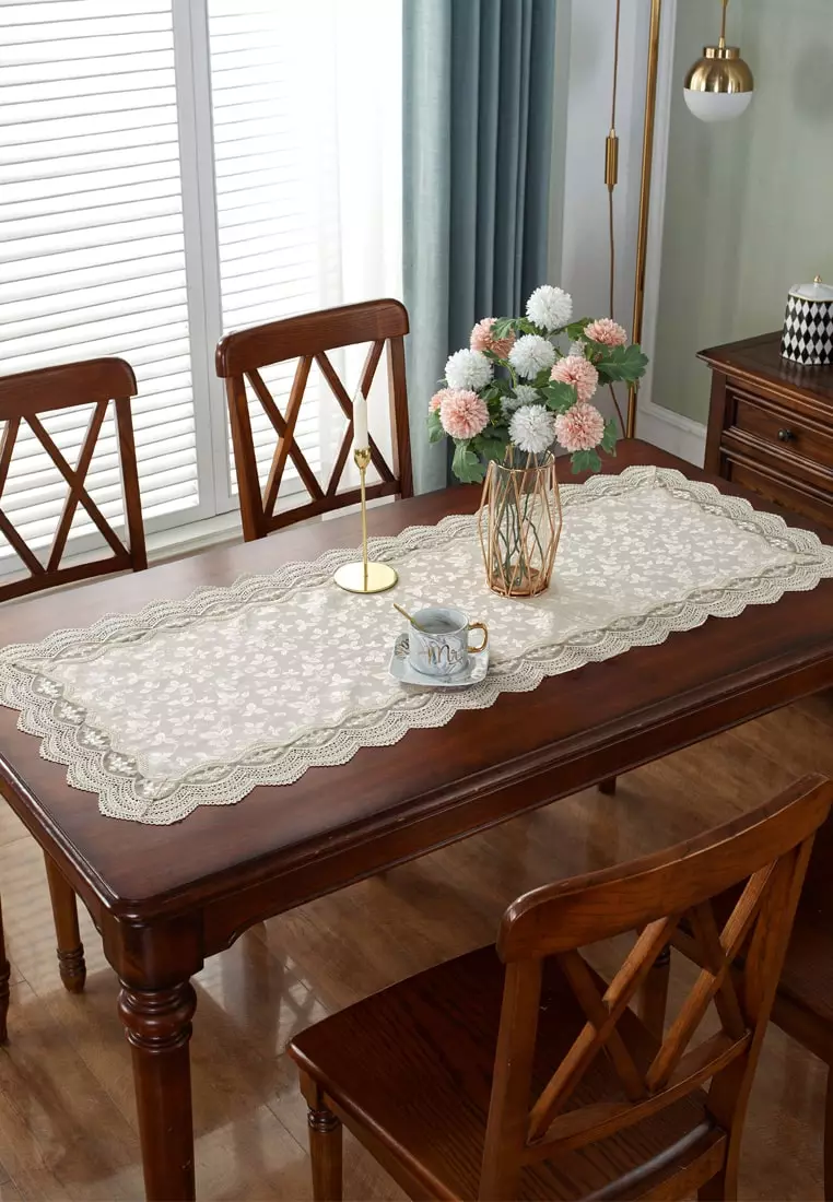 Buy RamsHomeDecor Embroidered Lace / Runner Coffee Table/ Runner For 4 6 8 Seater / Table Runner ...