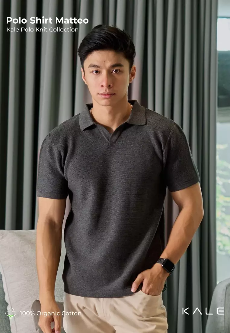 Jual Kale Clothing Kale Matteo Grey/ Kaos Rajut Polo Lengan Pendek Pria ...