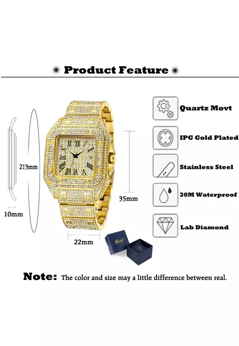 Buy OPCHIC Gypsophila Diamond Square Men's Quartz Watch 2025 Online ...