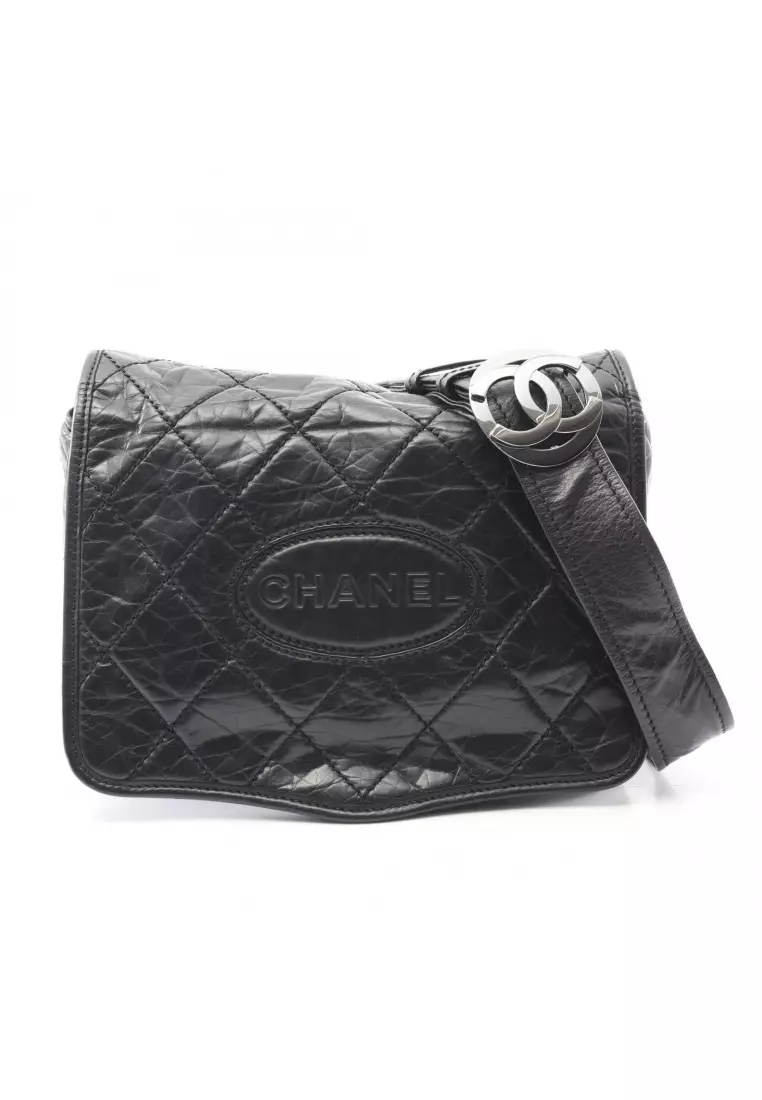 Chanel Pre-Loved Chanel wild stitch Shoulder bag aged calfskin black ...