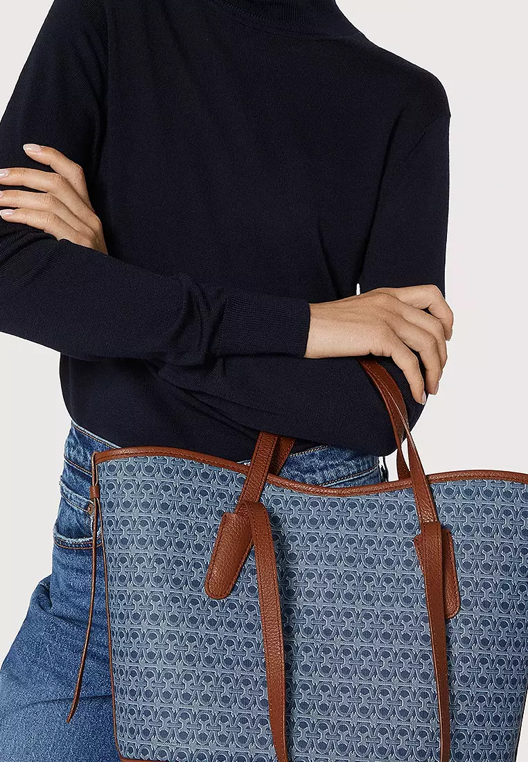 Buy Coccinelle Never Without Bag Denim Coated Monogram Medium Tote Bag ...